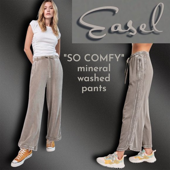 easel | Pants & Jumpsuits | Easel So Comfy Side Seams Scooped Hem Wide ...